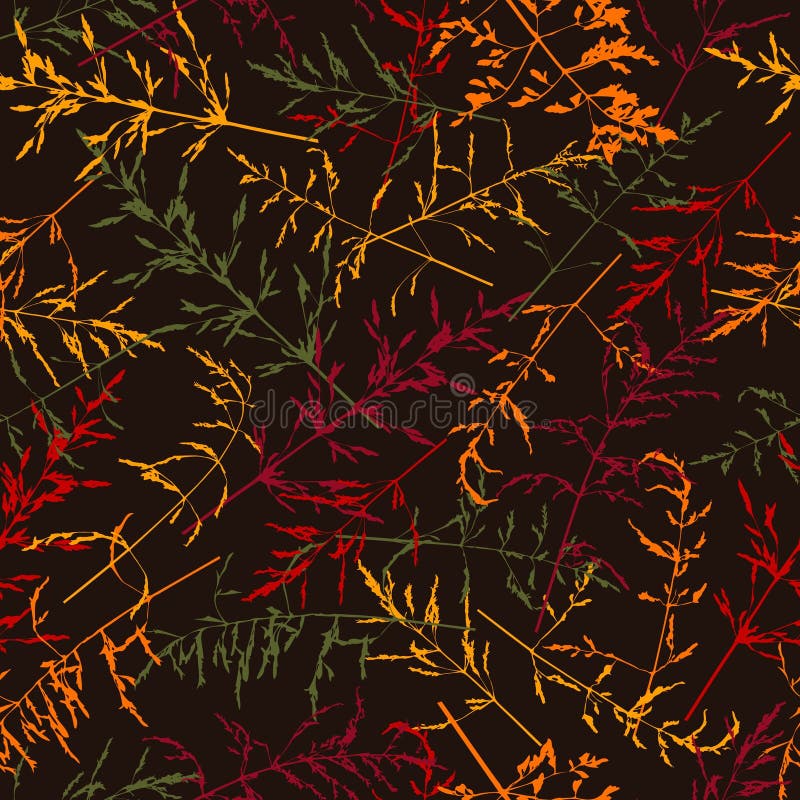 Seamless Pattern Witn Color Silhouettes of Herb Stock Vector ...