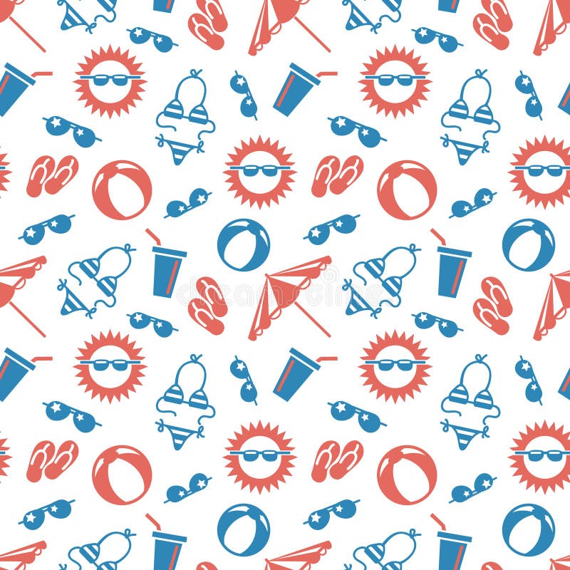 Seamless Pattern Witn Summer Vacations Elements Stock Vector - Illustration of design, marine ...