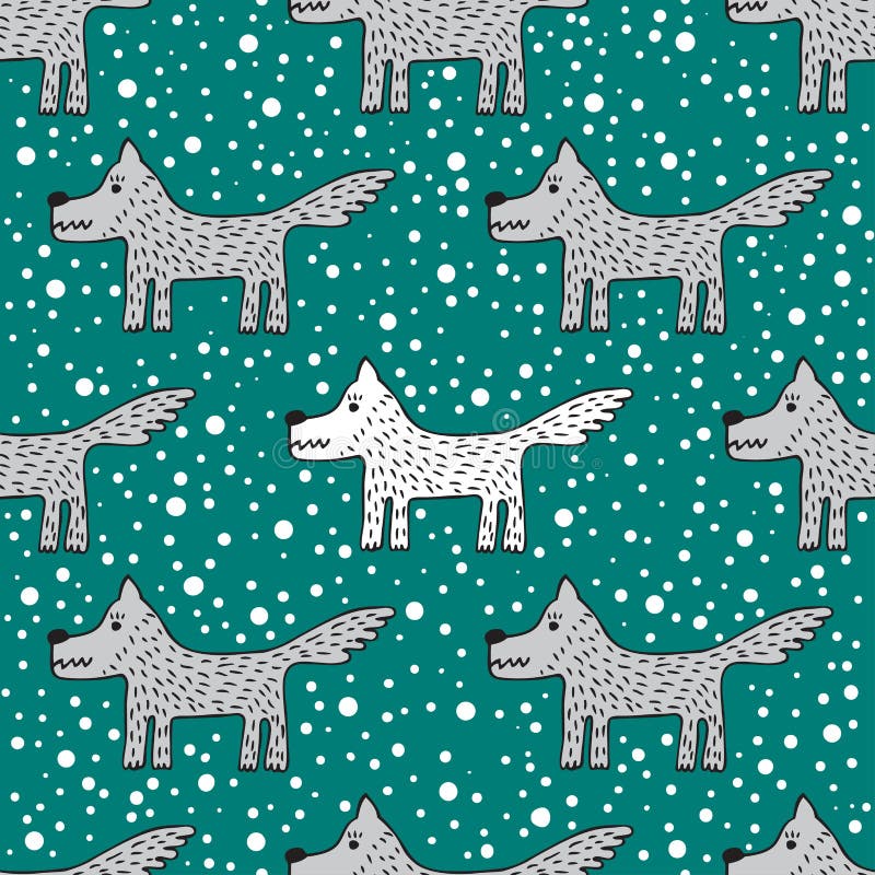 Seamless pattern with wolf stock vector. Illustration of drawing ...