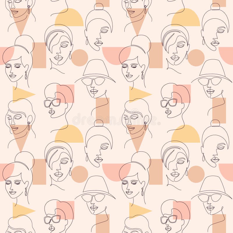 Pattern with woman faces stock vector. Illustration of pattern - 175140706