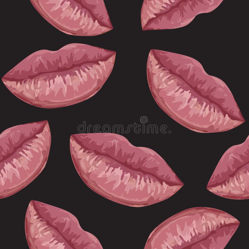 Seamless Pattern with Woman Lips Stock Vector - Illustration of ...