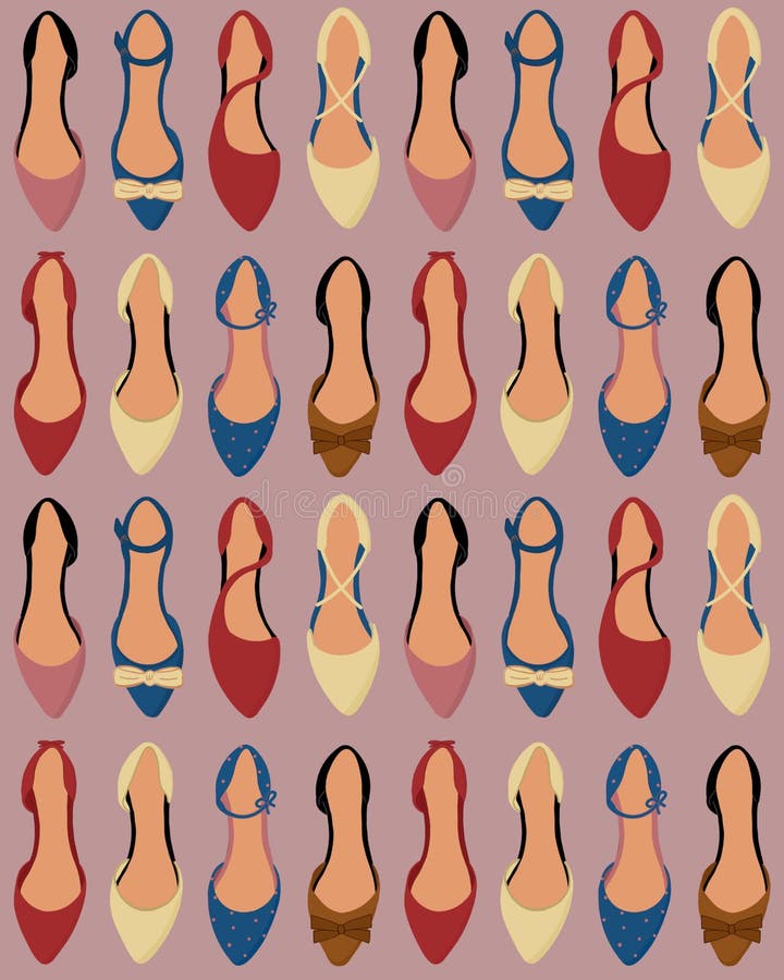 Seamless Pattern with Women`s Shoes Stock Illustration - Illustration ...