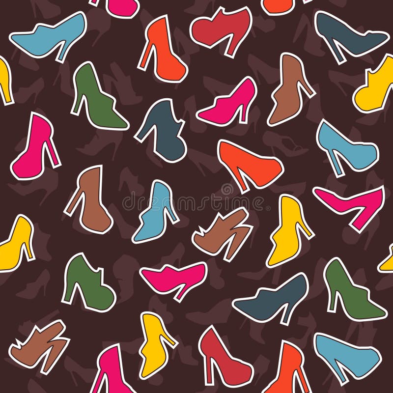 Seamless Pattern of Women`s Shoes Stock Vector - Illustration of shoes ...