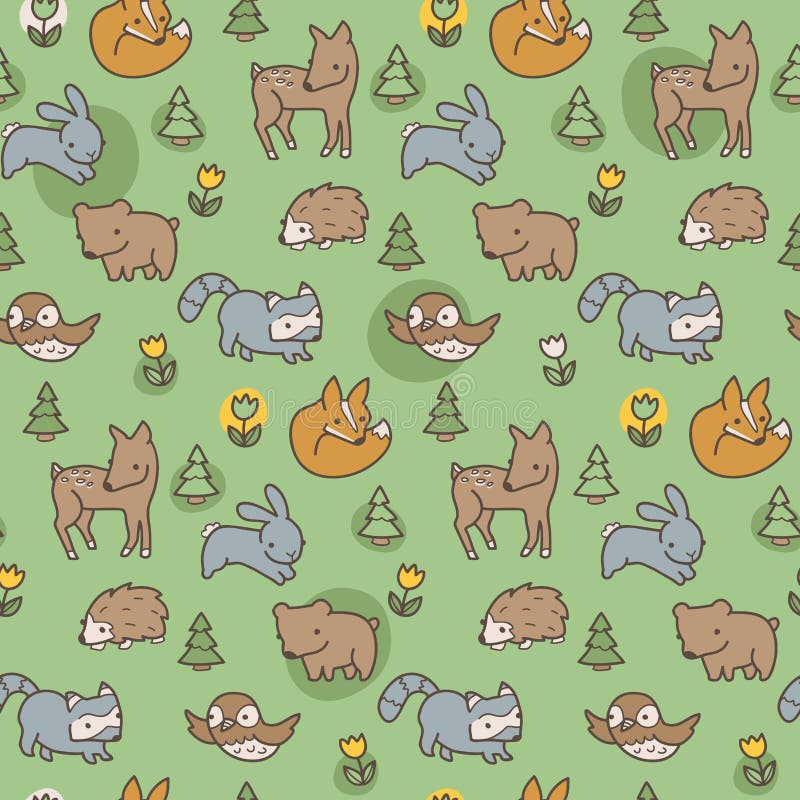 Woodland Creatures Pattern Stock Illustrations – 47 Woodland Creatures ...