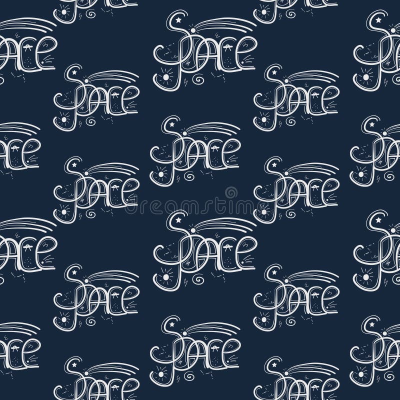 Seamless Pattern with Word Space, Illustration for Print Stock Vector ...