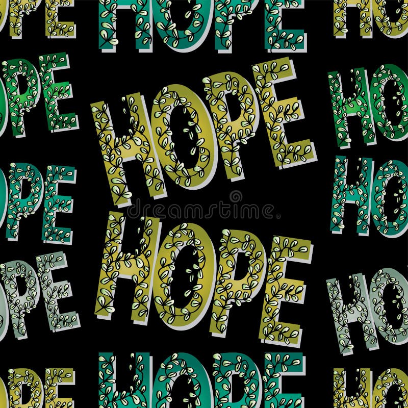 Seamless Pattern with the Words Hope. Vector Illustration. Stock Vector ...