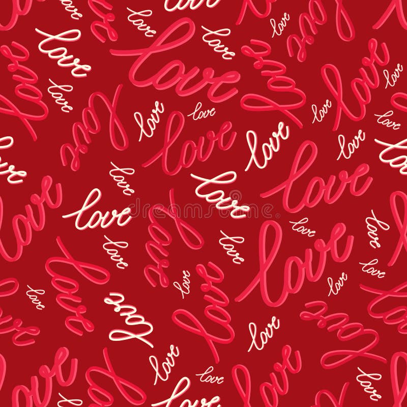 Seamless Pattern with Words Love Stock Vector - Illustration of brush ...