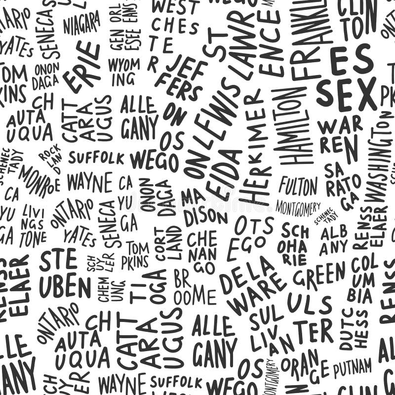 Seamless Pattern of Words. Hand-drawn Calligraphy Stock Vector ...