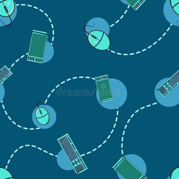 Seamless Pattern Working on Office Mouse Mice Pen Tablet Keyboard Stock ...