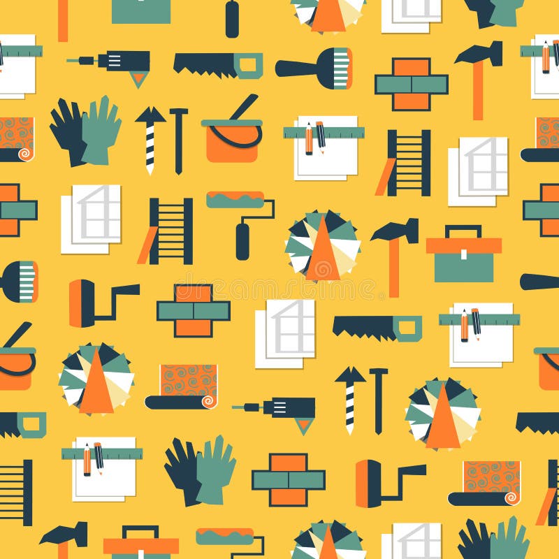 Seamless Pattern Working Tools Icons. Home Repair Stock Vector ...