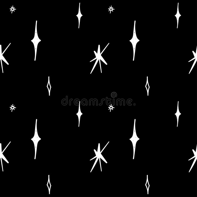 Seamless Pattern with Y2k Bling and Stars or Sparkles. Stock Vector ...