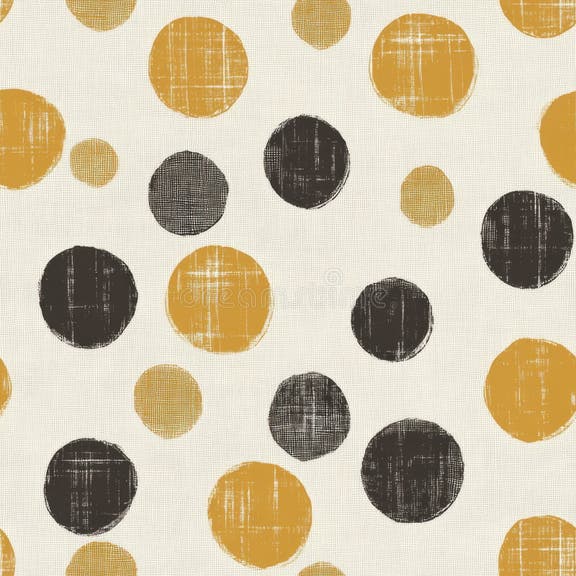 Seamless Pattern with Yellow and Black Dots on White Background. Stock ...
