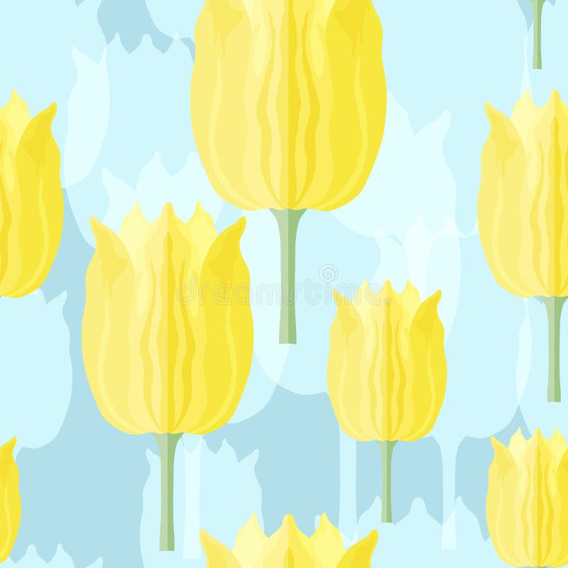 Seamless Pattern with a Yellow and Blue Tulips Stock Vector ...