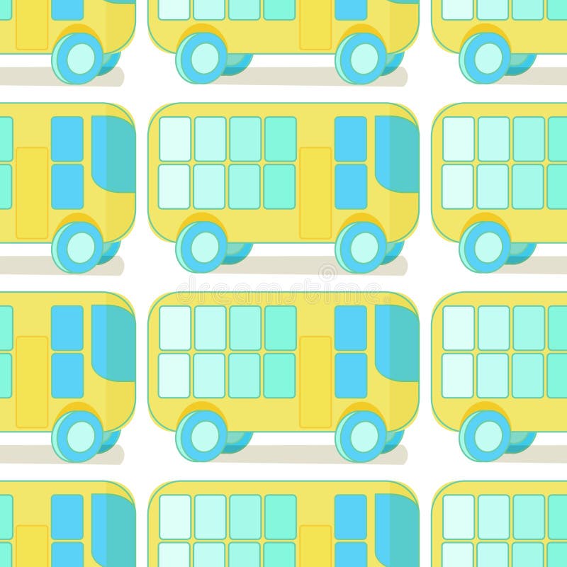 Seamless Pattern Yellow Bus Children. Vector Illustration Stock Vector ...