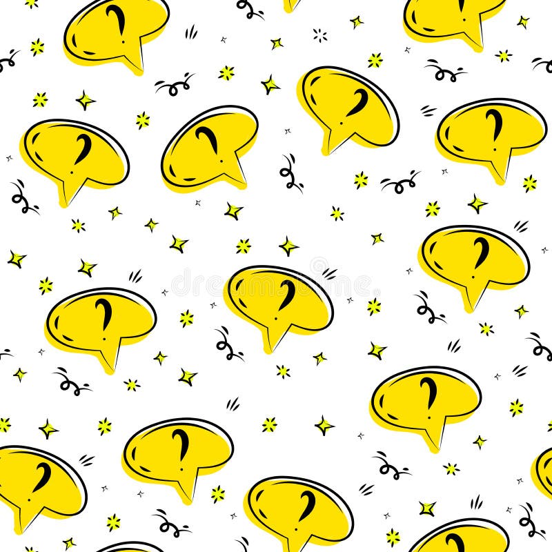 Seamless Pattern with Yellow Color Question Marks in Bubbles. Vector ...