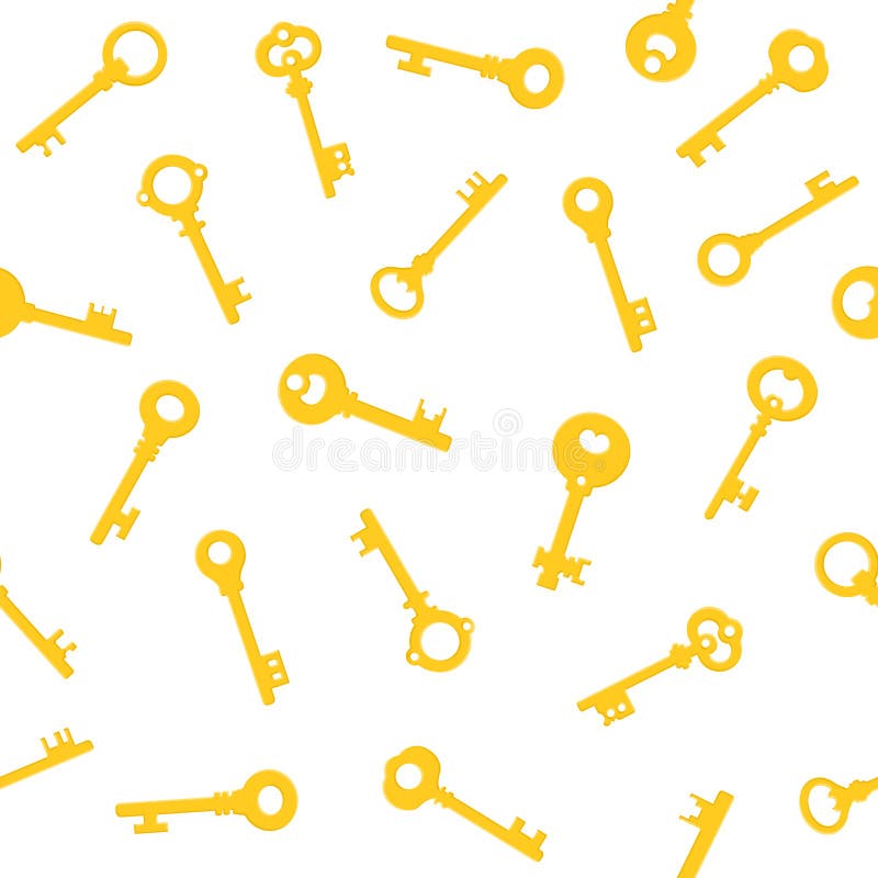 Seamless Pattern with Yellow Golden Keys. Cartoon Style Stock Vector ...