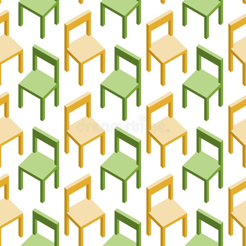 Seamless Pattern of Yellow and Green Isometric Chairs Stock Vector ...