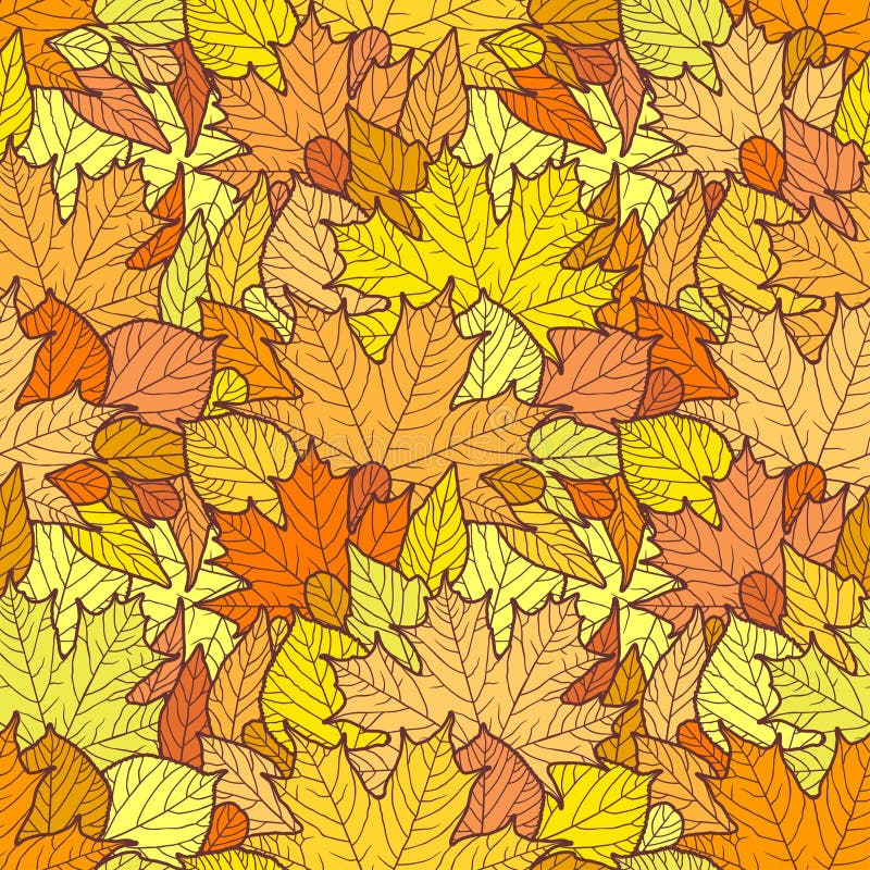 Seamless Pattern with Yellow Leaves Stock Vector - Illustration of ...