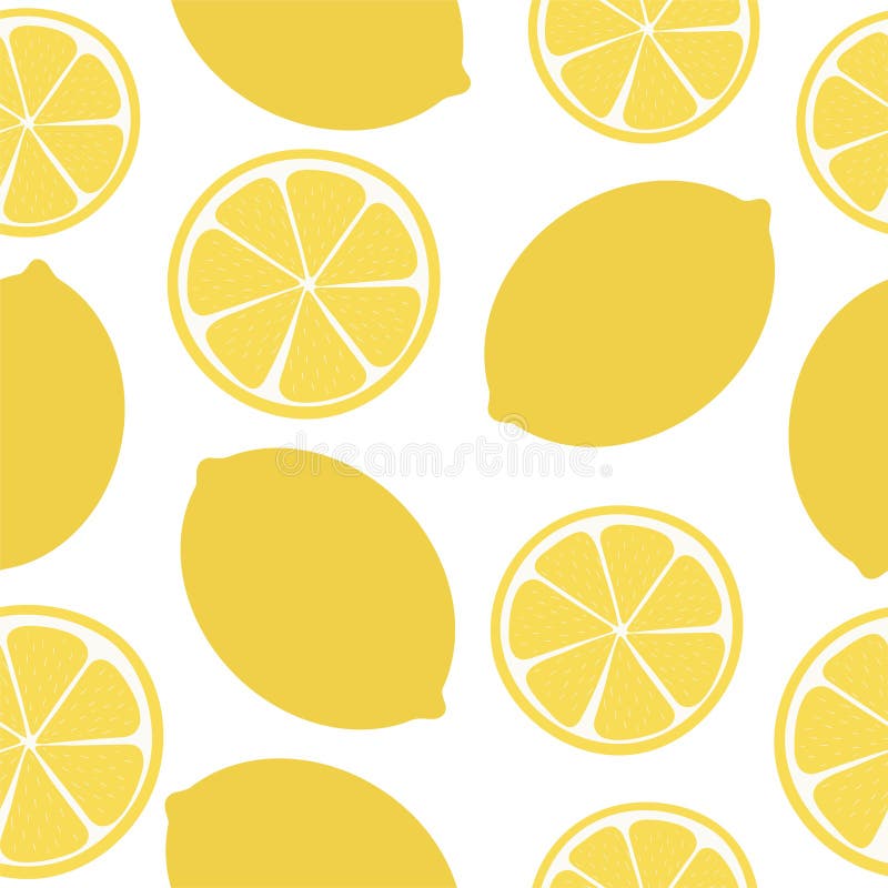 Seamless Pattern of Yellow Lemon. Vector Illustration Isolated on a ...