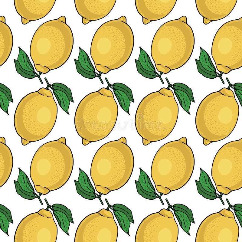 Seamless Pattern with Yellow Lemons - Illustration Stock Vector ...