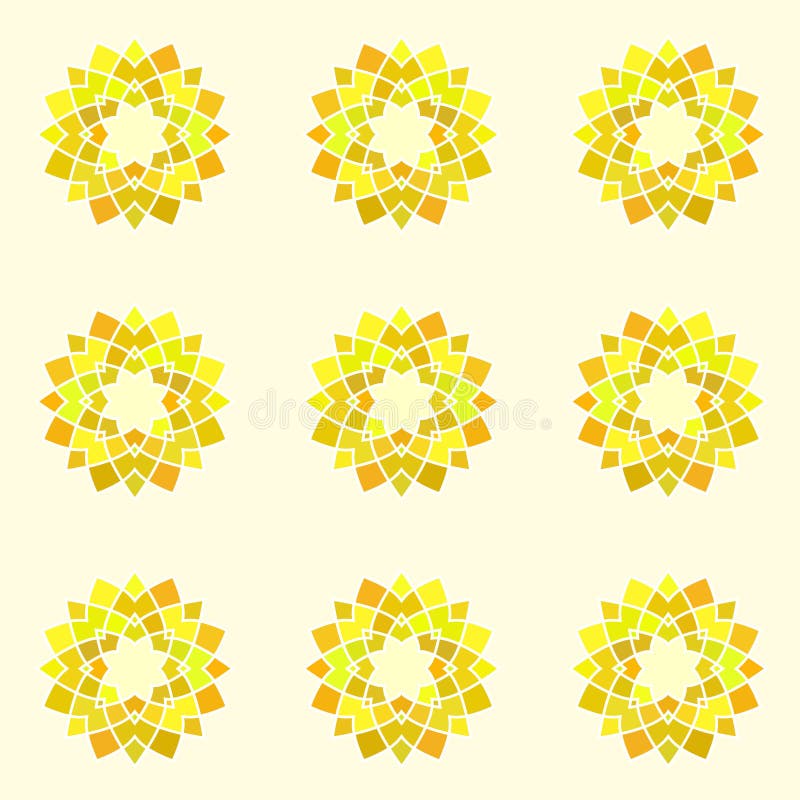 Seamless Pattern with Yellow Mandala. Stock Vector - Illustration of ...