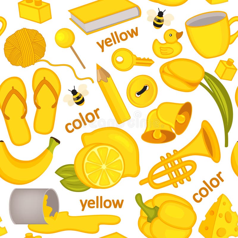 Seamless Pattern with Yellow Objects Stock Vector - Illustration of ...