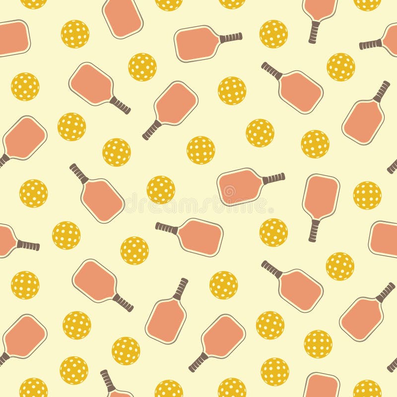 Seamless Pattern of Yellow Outdoor Balls and Pink Rackets for ...