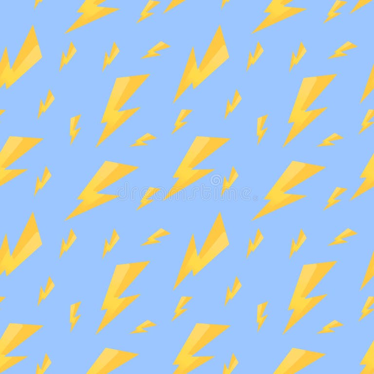 Seamless Pattern with Yellow Painted Thunderbolt, Vector Zipper, Stock ...