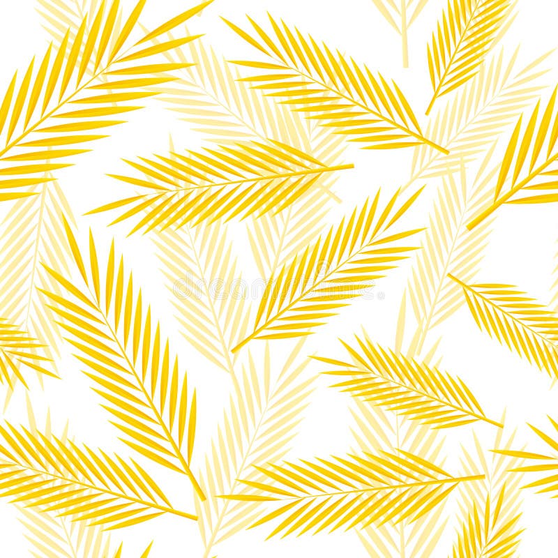 Seamless Pattern With Yellow Palm Leaves Stock Vector - Illustration of ...