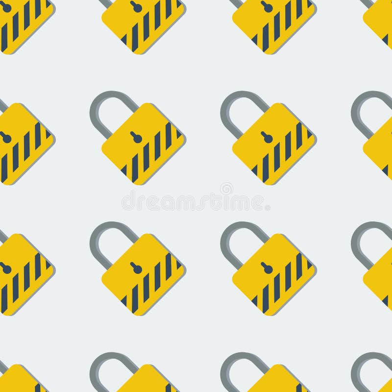 Seamless Pattern with Yellow Safety Lock Stock Vector - Illustration of ...