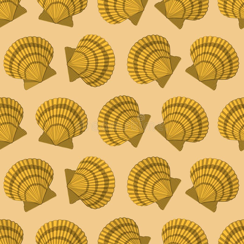 Seamless Pattern with Yellow Shell in Cartoon Style. Image for Wrapping ...