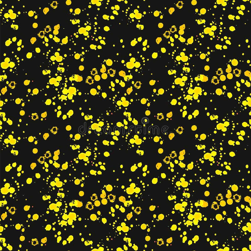 Seamless Pattern with Yellow Spots of Watercolor Splash. Vector ...