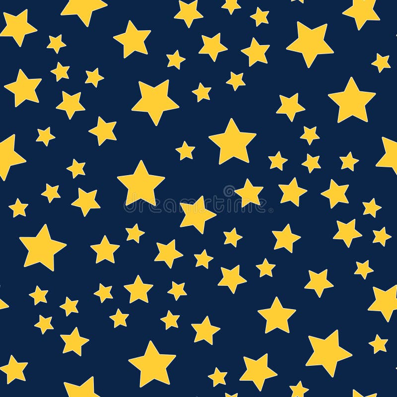 Seamless Pattern of Yellow Stars on a Dark Background. Space Pattern ...