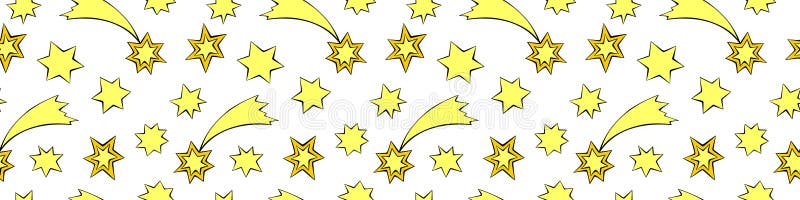 Seamless Pattern of Yellow Stars in Doodle Flat Style. Simple Color ...