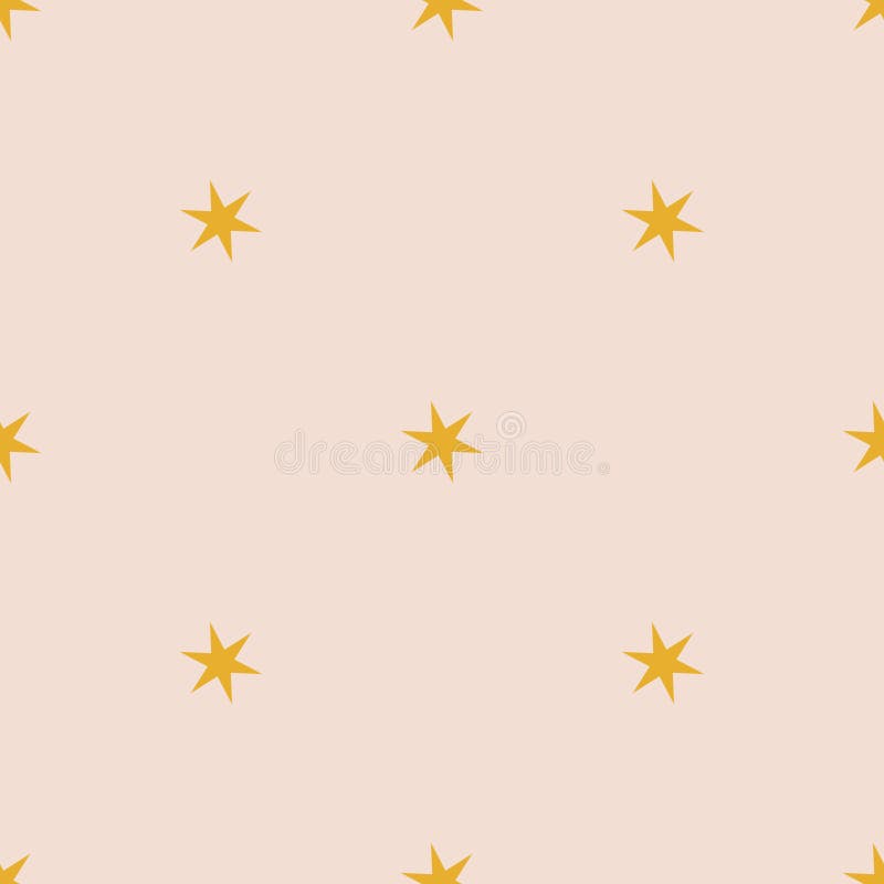 Seamless Pattern with Yellow Stars on Light Pink Background Stock ...