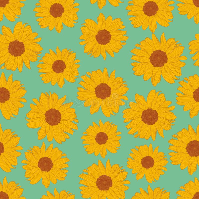 Sunflower Turquoise Stock Illustrations – 182 Sunflower Turquoise Stock ...