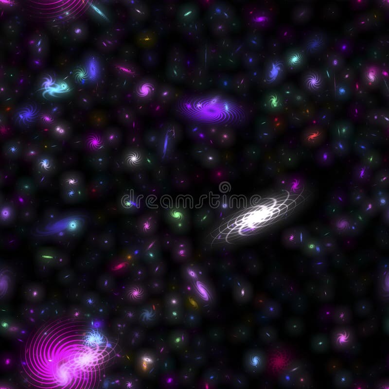 Seamless Pattern with Young Galaxies Space Elements, Mixed Colors and ...