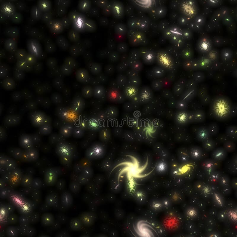 Seamless Pattern with Young Galaxies Space Elements, Mixed Colors and ...