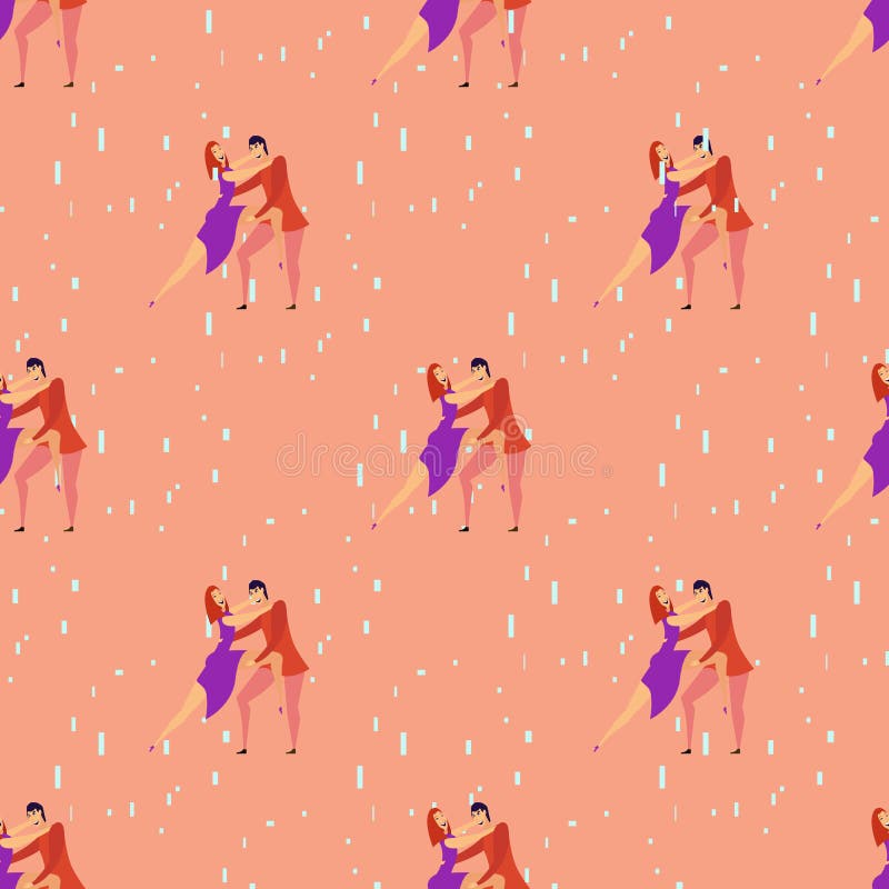 Seamless Pattern With Lovers B Cartoons Characters And Girl Stock