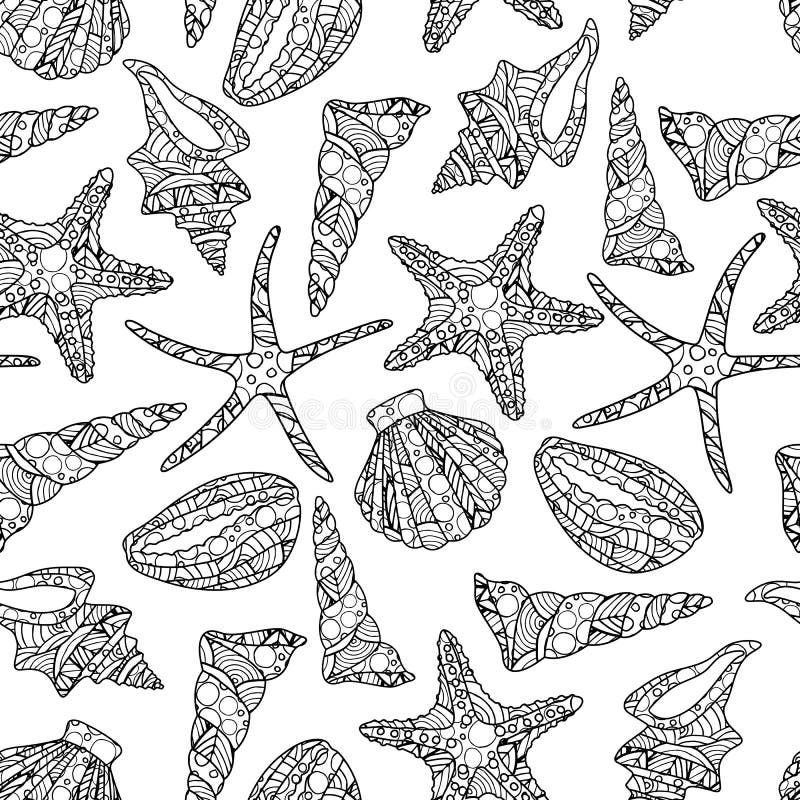Starfish and conch stock illustration. Illustration of detail - 12003424