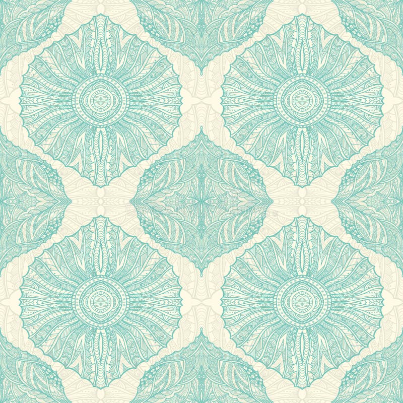 Seamless Pattern in Zen-doodle Style Light Blue Beige Stock Vector ...