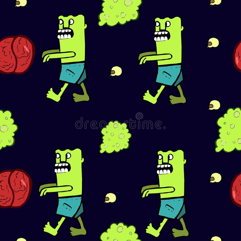Funny Seamless Pattern Zombies Brain Stock Illustrations – 5 Funny ...