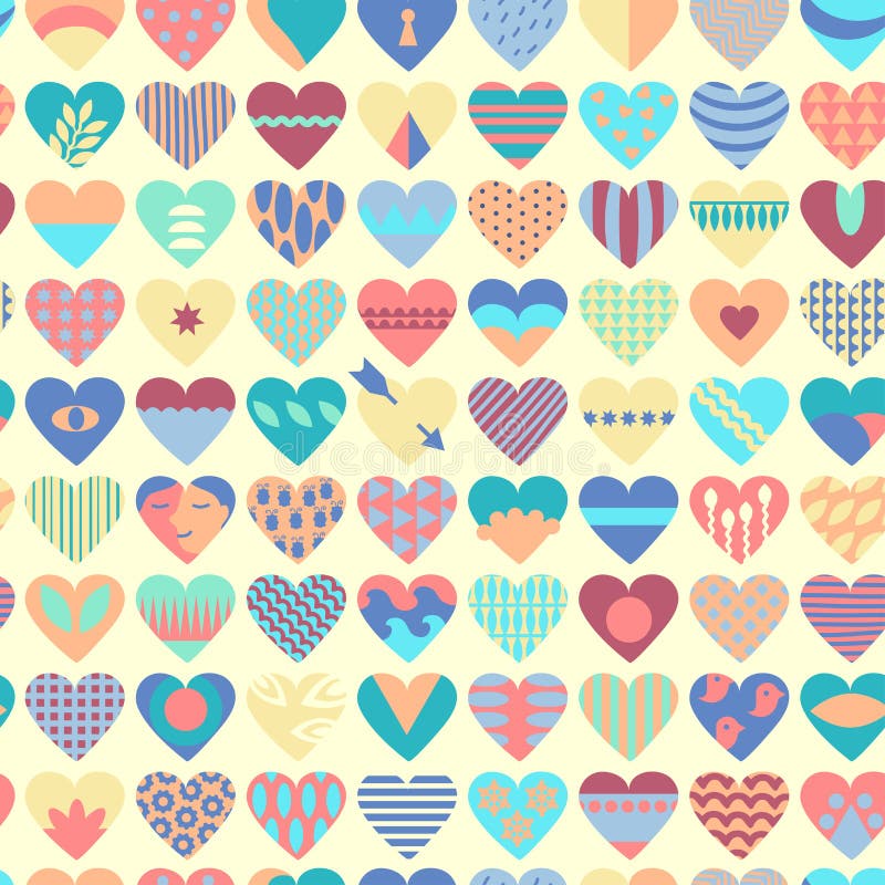 Seamless Patterned Fill with Hearts Stock Vector - Illustration of ...