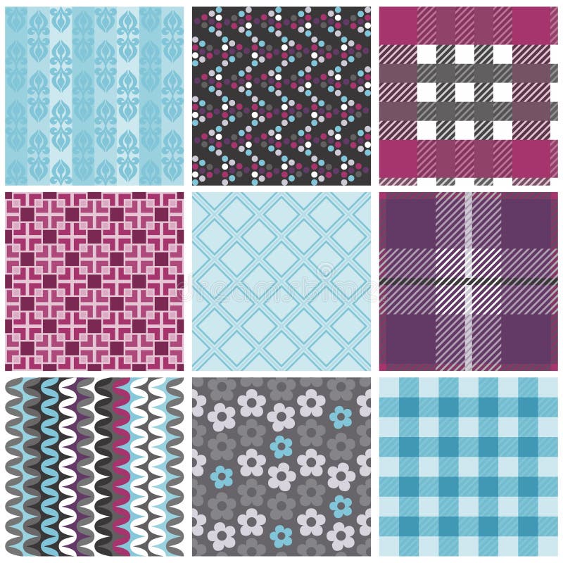 Seamless Fashion Patterns, Vector Set Stock Vector - Illustration of ...