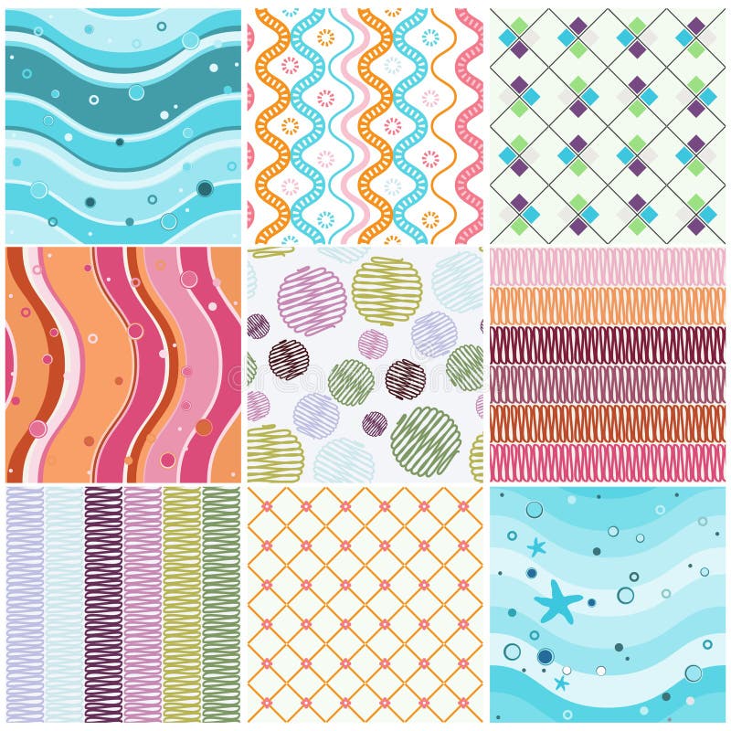 Seamless Patterns with Fabric Texture Stock Vector - Illustration of ...