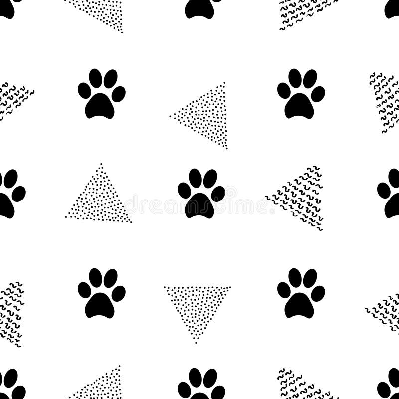 Seamless Patterns with Animal Footprints and Triangles. Stock Vector ...