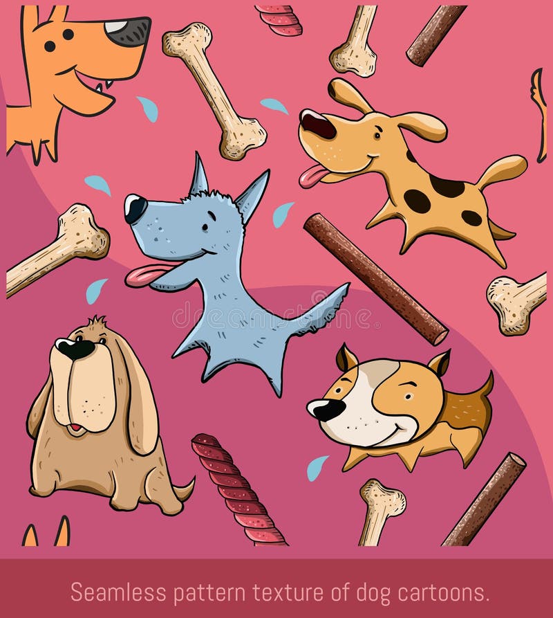Seamless Patterns Art of Funny Dogs Cartoon Stock Vector - Illustration ...