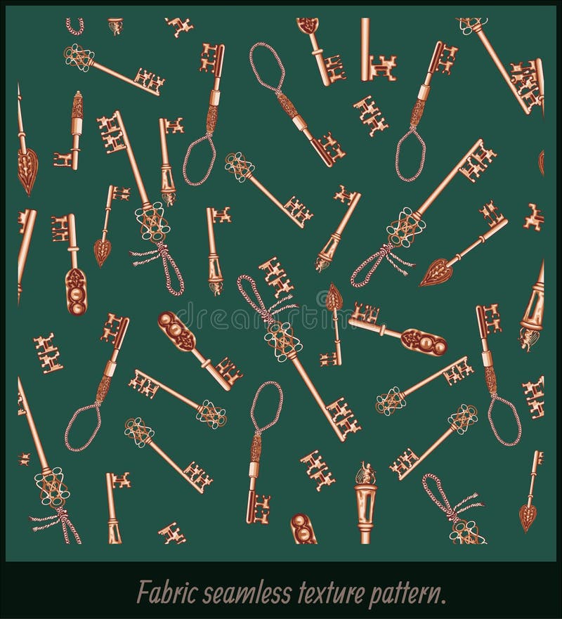 Seamless Patterns Art of Metal Antique Keys Stock Vector - Illustration ...