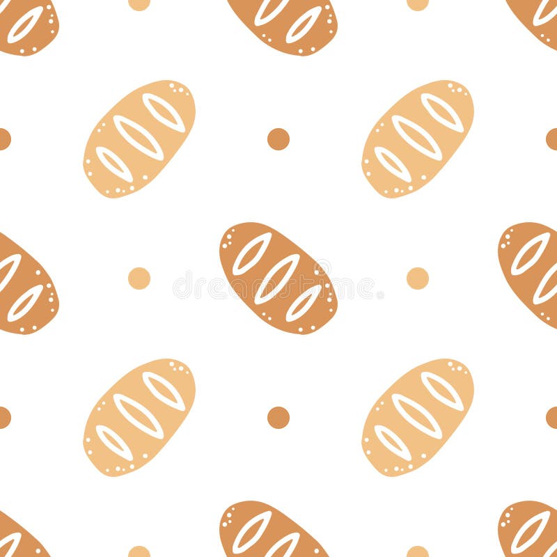 Seamless Patterns of Bakery Bread Cartoon Doodle. Stock Vector ...