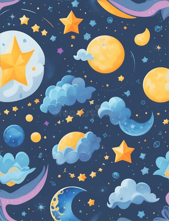 Beautiful Moons in All Their Lunar Phases Stock Illustration ...